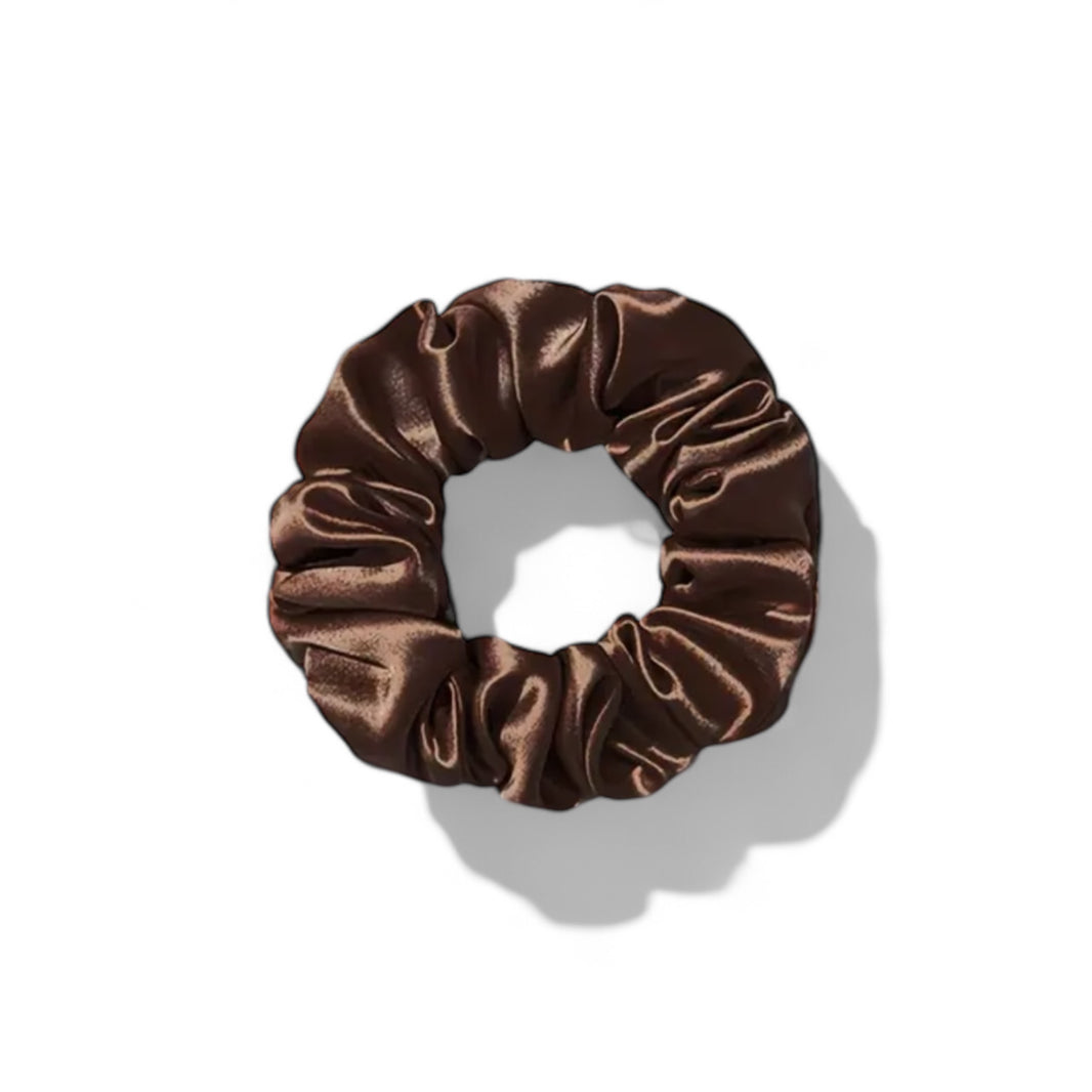 Brown Silk Scrunchies. Set of 3